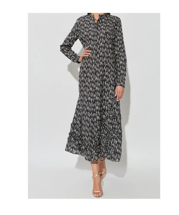 Ulla Johnson Laurentine Ruffled Print Midi Dress - Black