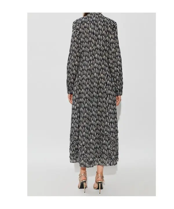 Ulla Johnson Laurentine Ruffled Print Midi Dress - Black