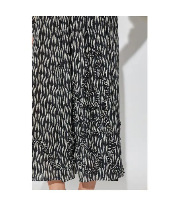 Ulla Johnson Laurentine Ruffled Print Midi Dress - Black
