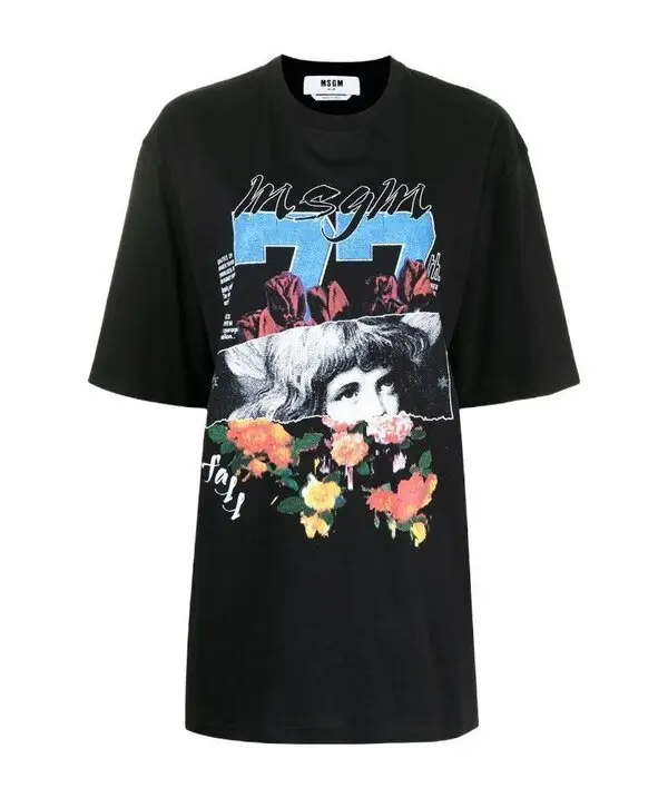 MSGM Collage Print Oversized T-shirt