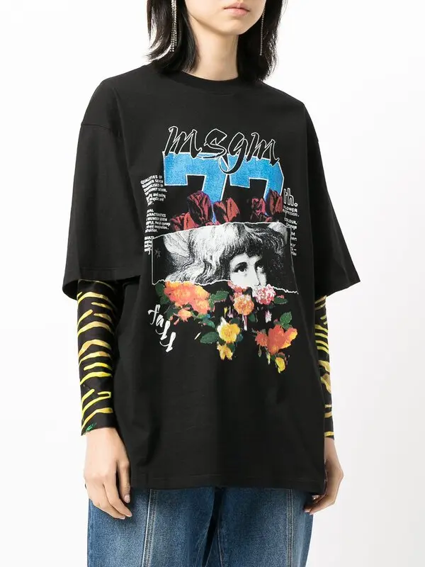 MSGM Collage Print Oversized T-shirt