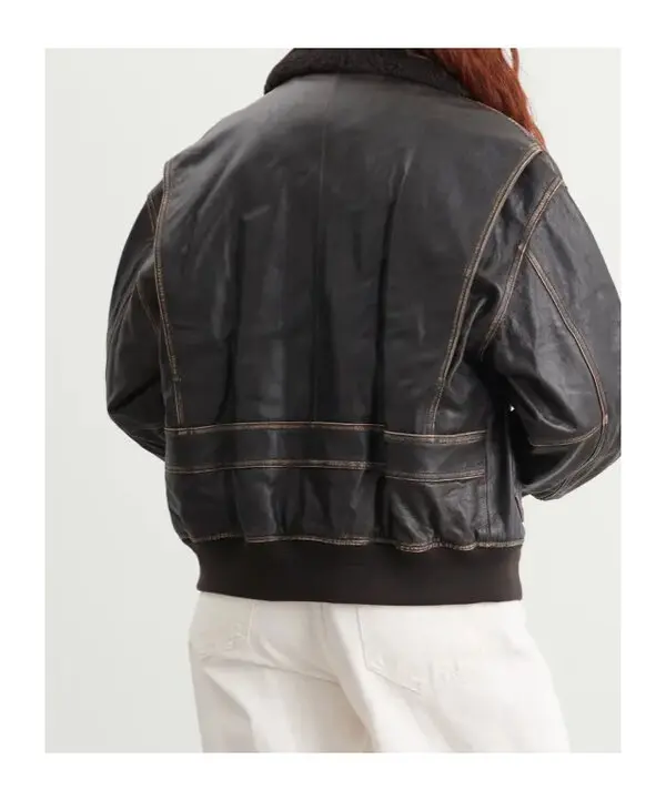 DUNST Leather Biker Jacket With Shearling Collar