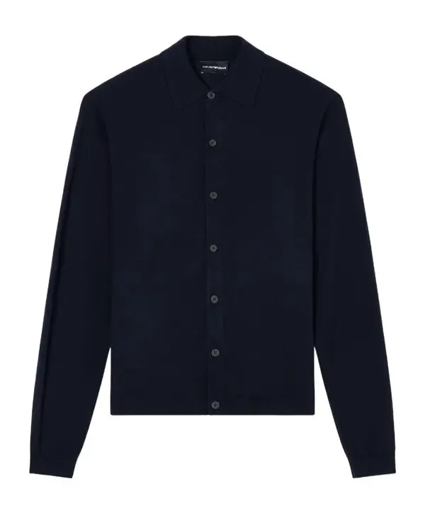 Emporio Armani Button-front Wool Cardigan - Navy Blue