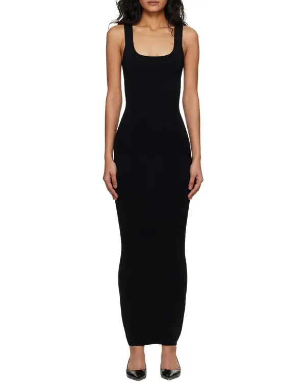ENTIRE STUDIOS Square Neck Midi Dress - Black