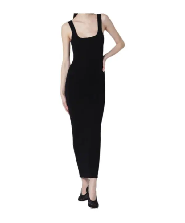 ENTIRE STUDIOS Square Neck Midi Dress - Black