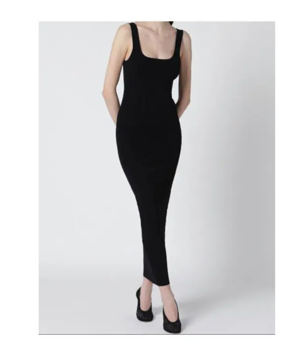 ENTIRE STUDIOS Square Neck Midi Dress - Black