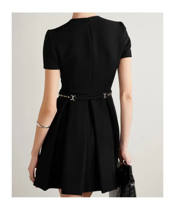Versace Wool-crepe A-line Mini Dress With Medusa Belt - Black