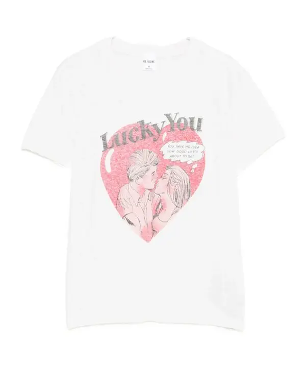RE/DONE Short-sleeved Crewneck T-shirt With Graphic Print - White