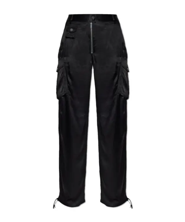 GANNI Satin Cargo Trousers - Black