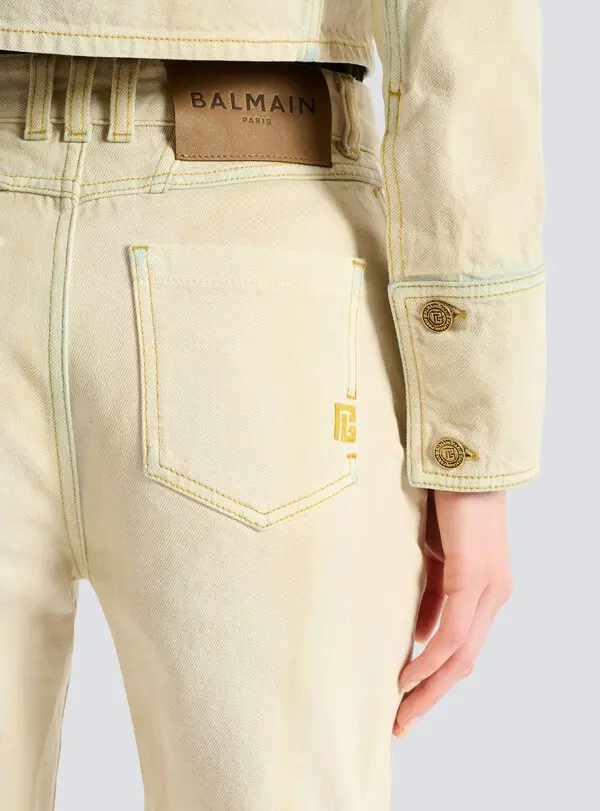 Balmain Faded Denim Jacket - Beige