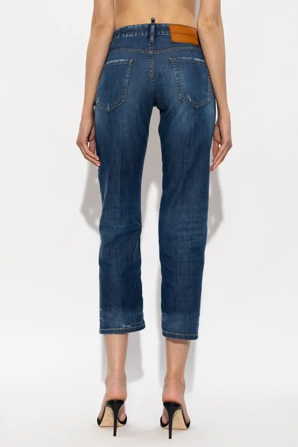 Dsquared2 Jenna Distressed Cropped Jeans - Blue