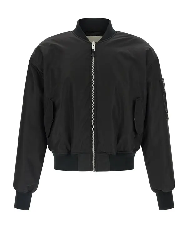 ENTIRE STUDIOS Cropped Broad Bomber Jacket - Black