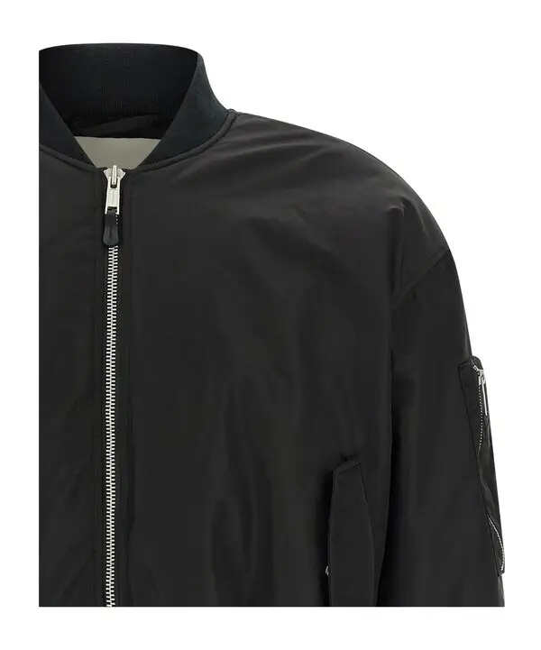 ENTIRE STUDIOS Cropped Broad Bomber Jacket - Black