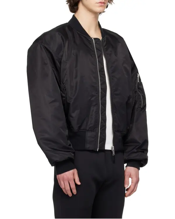 ENTIRE STUDIOS Cropped Broad Bomber Jacket - Black