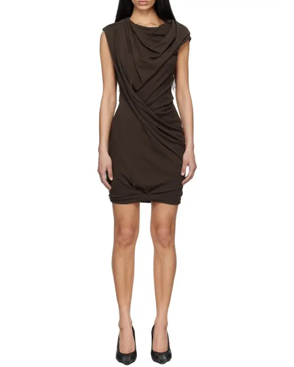 ENTIRE STUDIOS Twist Draped Mini Dress - Brown