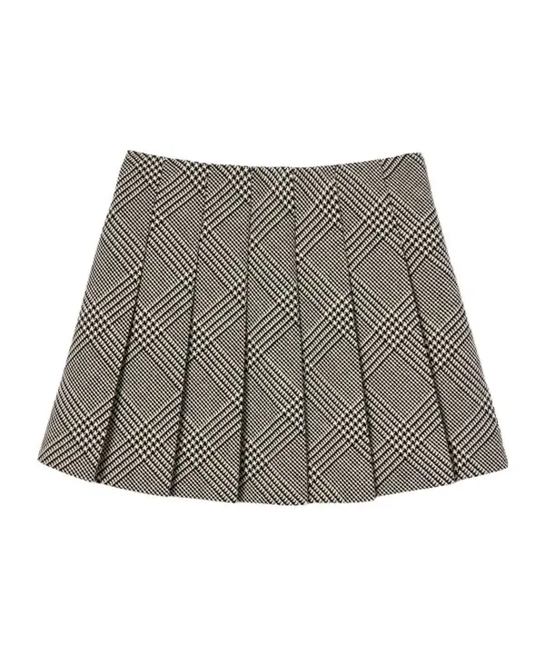 SELF-PORTRAIT Pleated Plaid Skirt