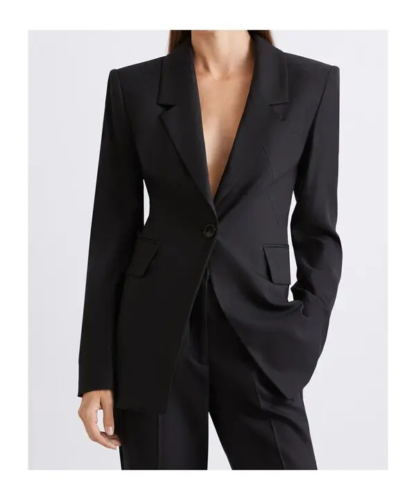 Marella Stretch Viscose-blend Blazer With Cut-out Detail