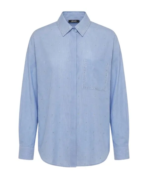 Liu Jo Embellished Cotton Shirt - Light Blue