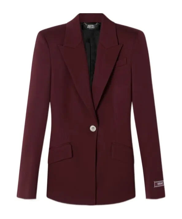 Versace Single-breasted Blazer With Peak Lapel - Brown