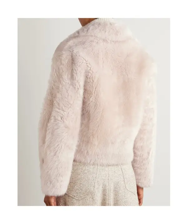 Brunello Cucinelli Leather-trimmed Shearling Jacket - Beige