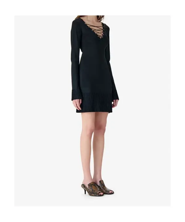 IRO PARIS V-neck Lace-up Knit Dress