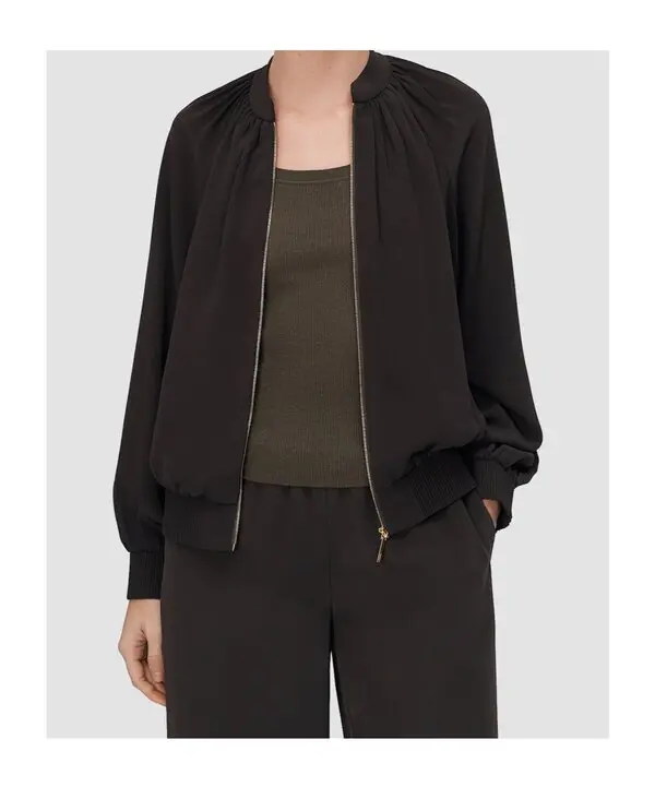 JOSEPH Zip Bomber Jacket - Cocoa