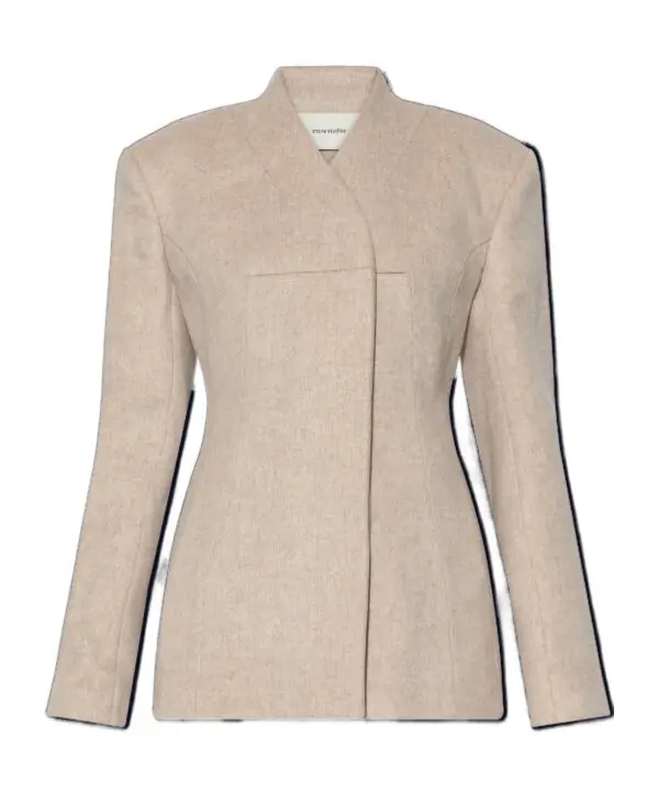 ENTIRE STUDIOS V-neck Blazer - Nude