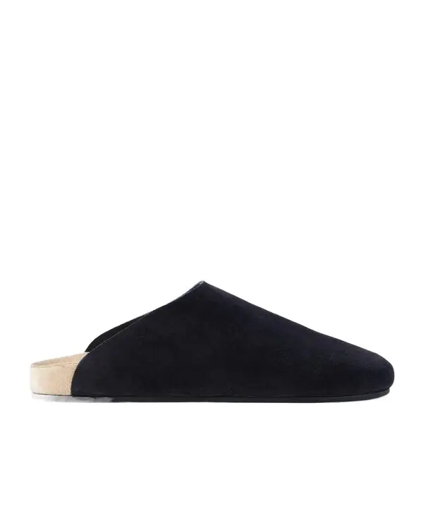 THE ROW Hudson Suede Mules - Black