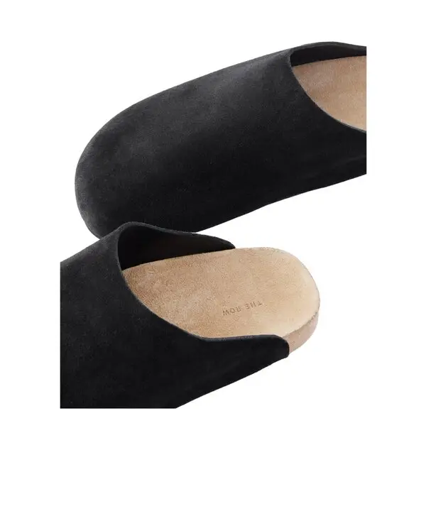 THE ROW Hudson Suede Mules - Black