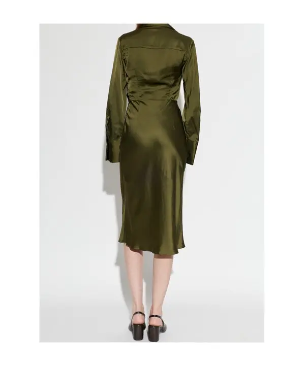Blumarine Long Sleeve Draped Neckline Dress
