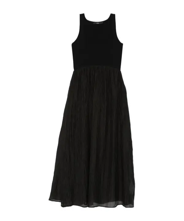 Seventy Ribbed Bodice Sleeveless Dress With Textured Skirt