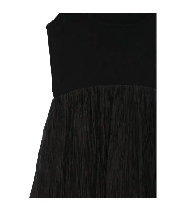 Seventy Ribbed Bodice Sleeveless Dress With Textured Skirt