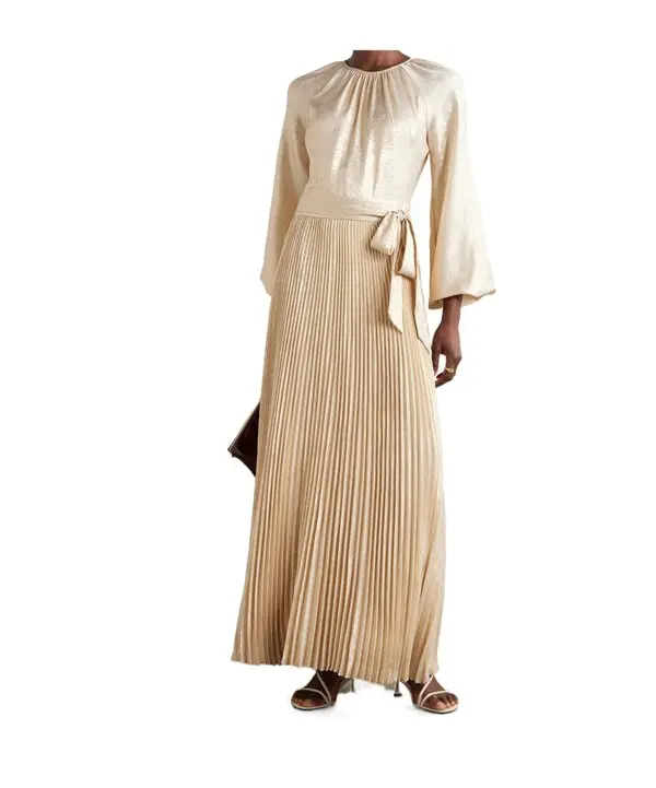Simkhai Varenya Belted Pleated Maxi Dress