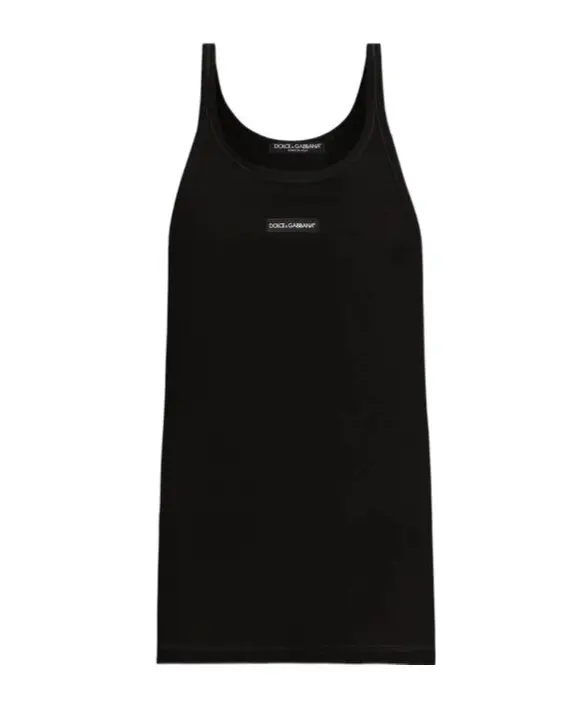Dolce & Gabbana Dolce Gabbana Fitted Logo Ribbed Tank Top