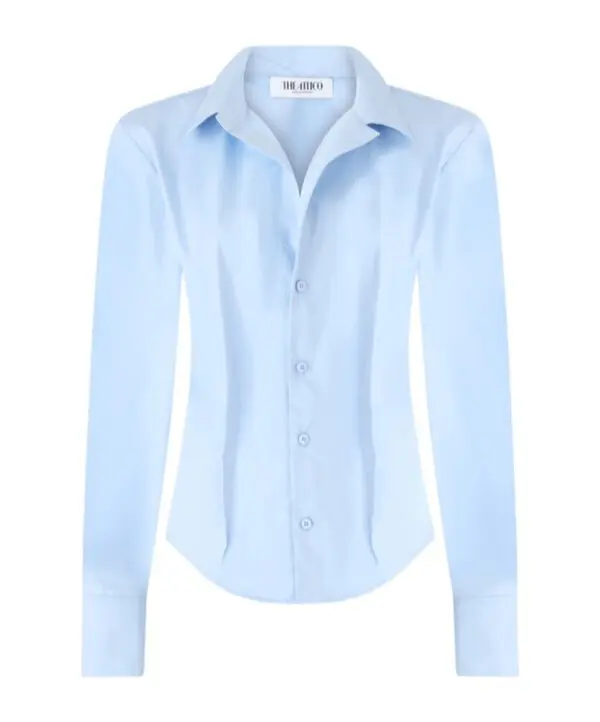 Attico Long Sleeve Fitted Button-up Shirt - Blue