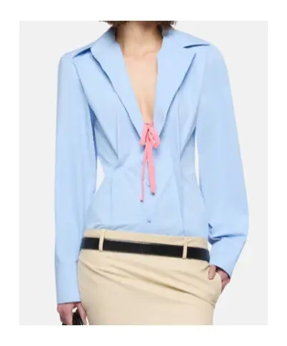 Attico Long Sleeve Fitted Button-up Shirt - Blue