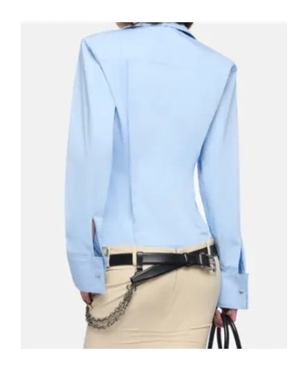 Attico Long Sleeve Fitted Button-up Shirt - Blue