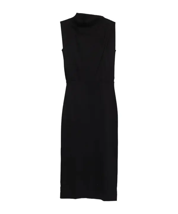 Soeur Sleeveless High Collar Draped Dress With Back Slit - Black