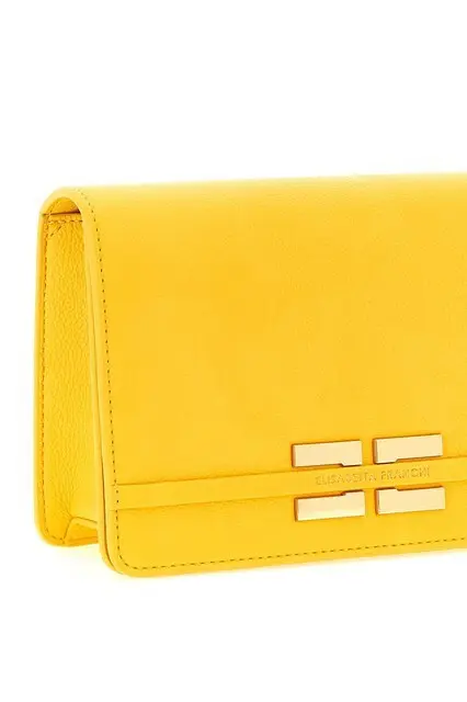 Elisabetta Franchi Logo Stamp Foldover Top Shoulder Bag - Yellow