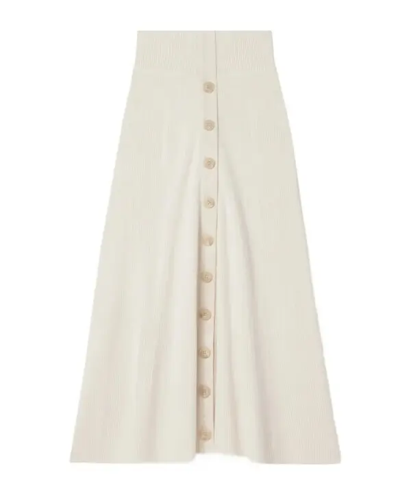 Zimmermann Rebellion Elastic Waistband Midi Skirt - Ivory White