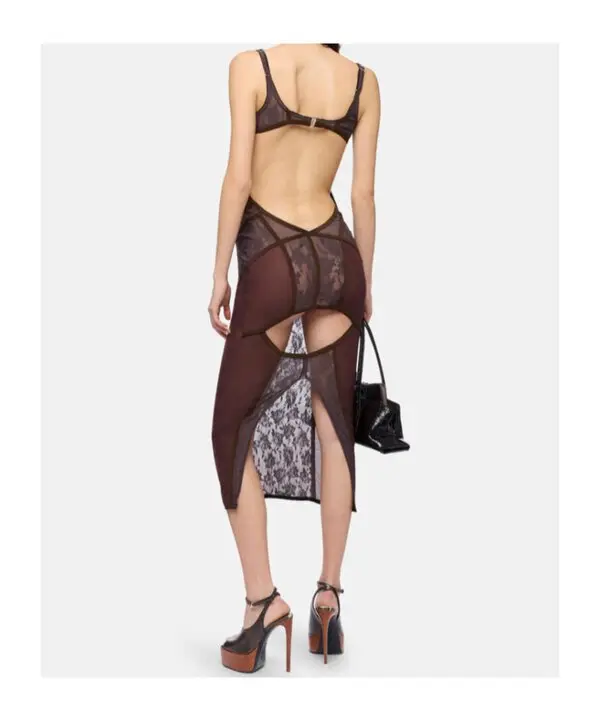 Attico Sleeveless Lace-panelled Midi Dress