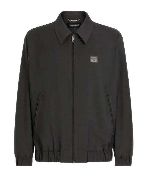 Dolce & Gabbana Logo Tag Zipped Jacket - Grey