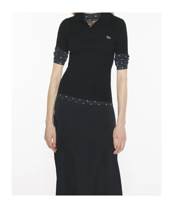 Maison Kitsuné Baby Fox Ribbed Polo Shirt