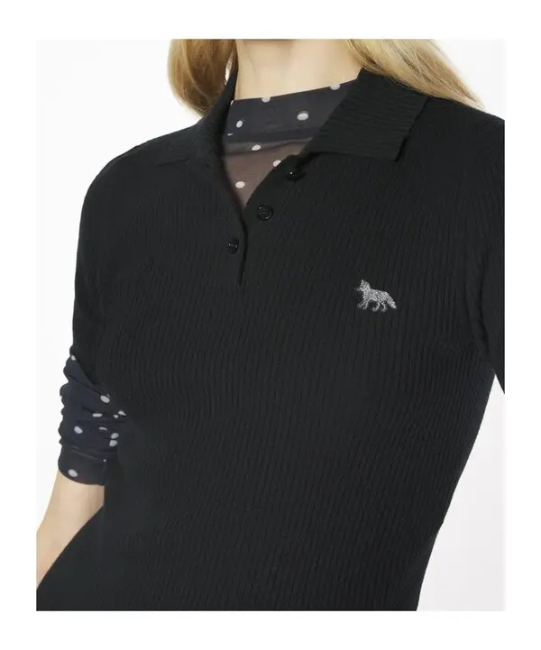 Maison Kitsuné Baby Fox Ribbed Polo Shirt