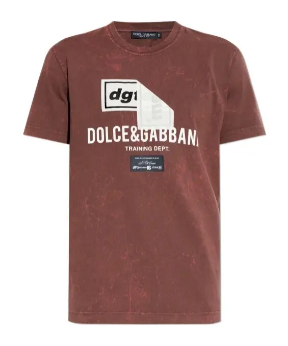 Dolce & Gabbana Dolce Gabbana Marble-effect Crewneck T-shirt - Brown