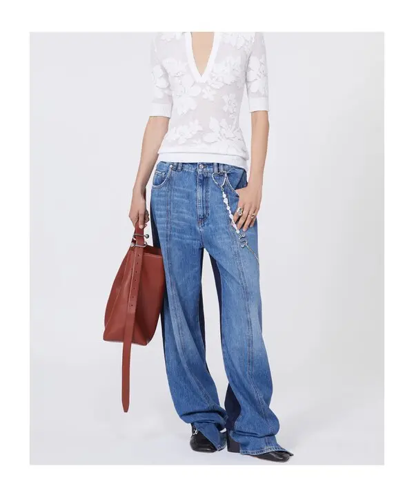 Sportmax Panelled Wide Leg Jeans - Blue