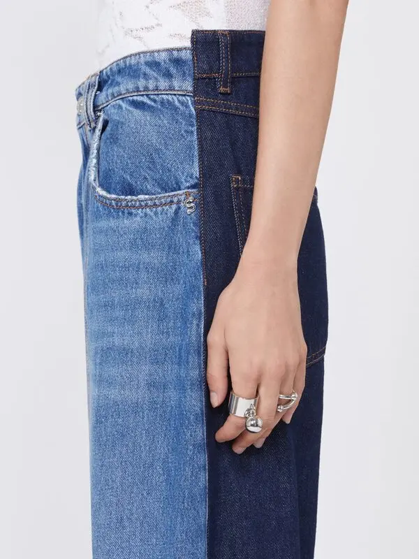 Sportmax Panelled Wide Leg Jeans - Blue