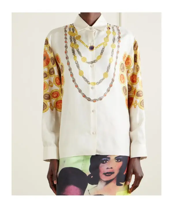 Versace Printed Silk-twill Shirt - White
