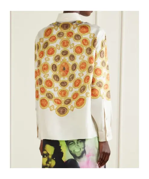Versace Printed Silk-twill Shirt - White