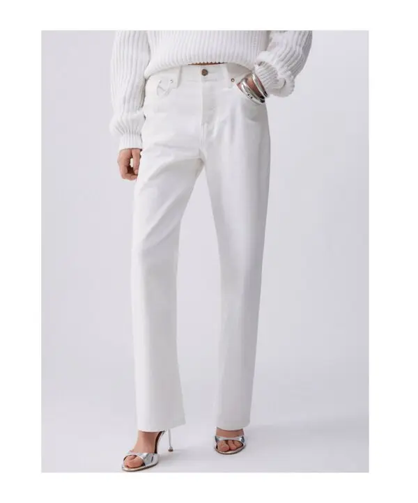 Liu Jo Five-pocket Mid-rise Straight Leg Jeans - White